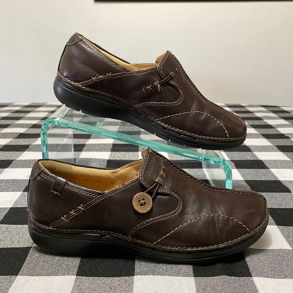 Clarks | Shoes | Clarks Unstructured Leather Shoes Flats Loafers Brown ...
